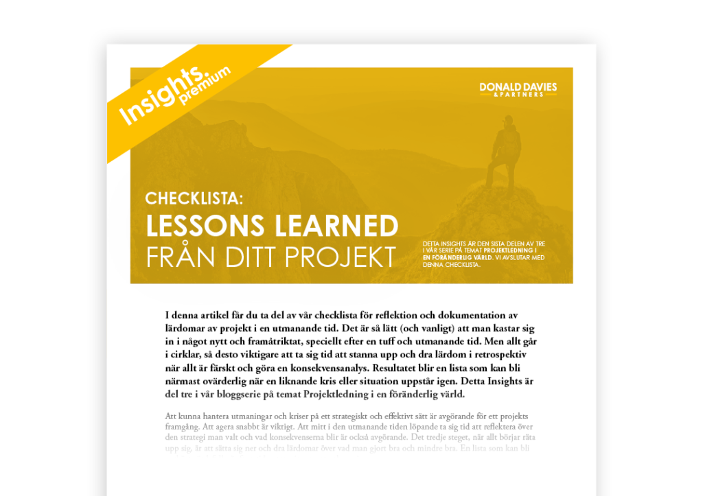 Checklista: Reflektion och lärdomar av ett projekt under en utmanande ...