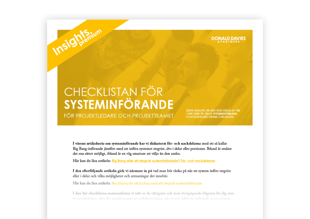 Checklistan för Systeminförande – Big Bang vs. Stegvist införande ...